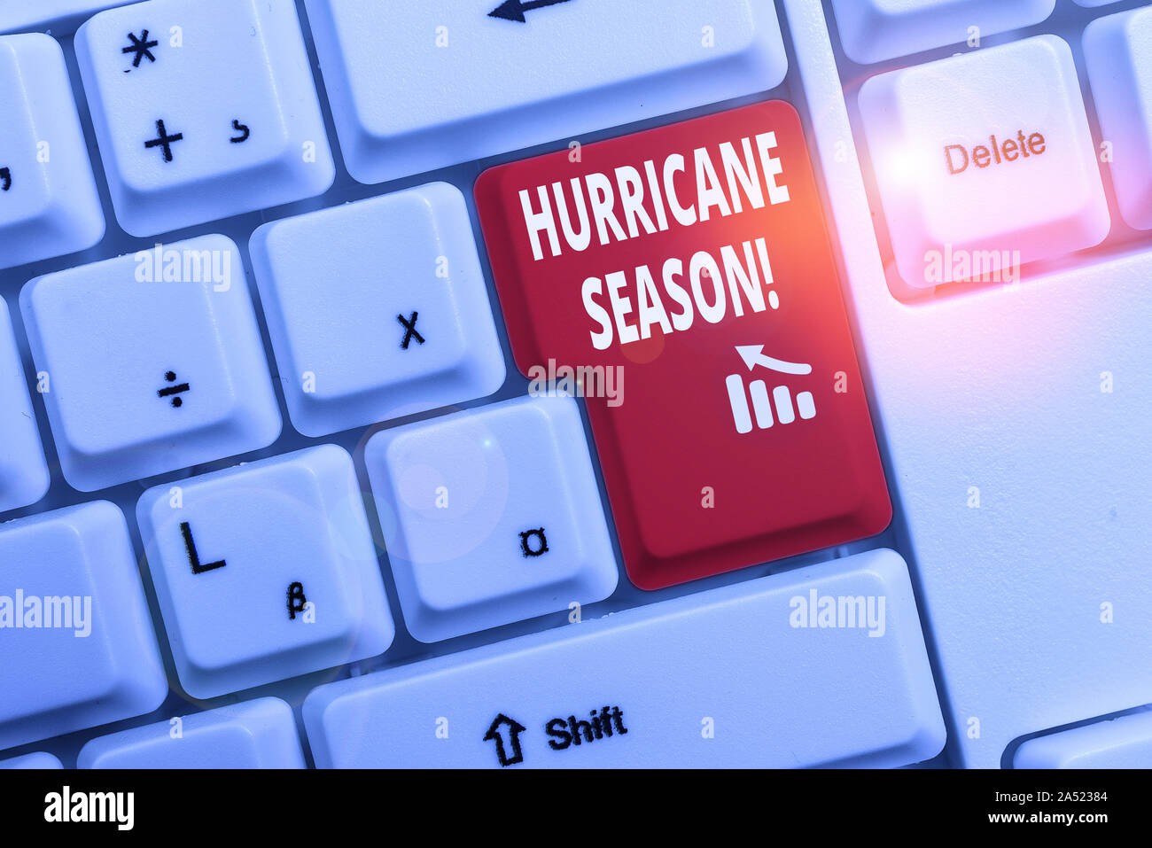 Text sign showing Hurricane Season. Business photo text time when most ...