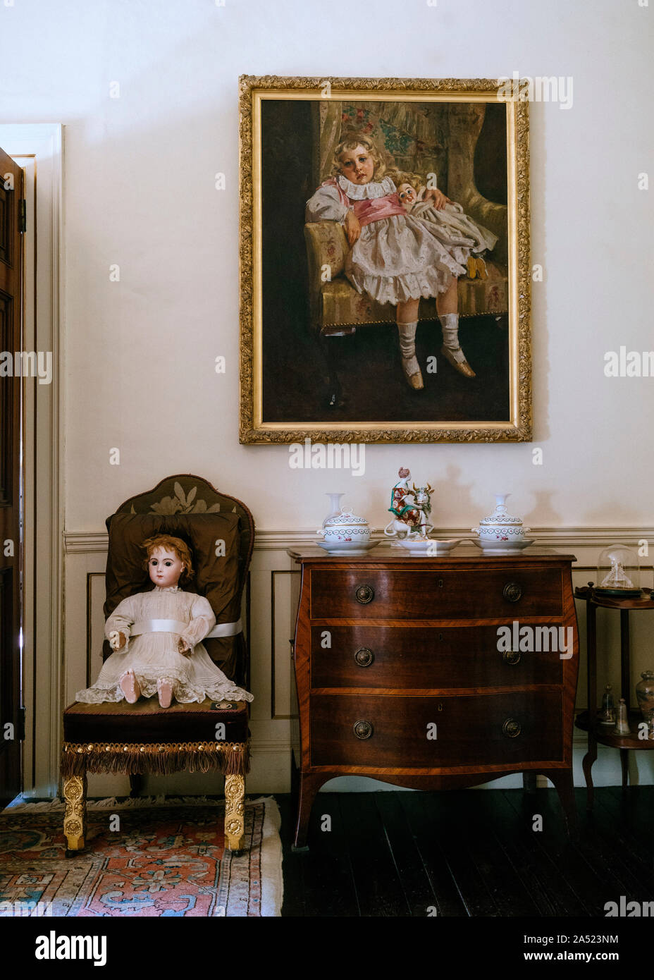 A portrait of a young Agatha Christie in the Morning Room of Greenway ...