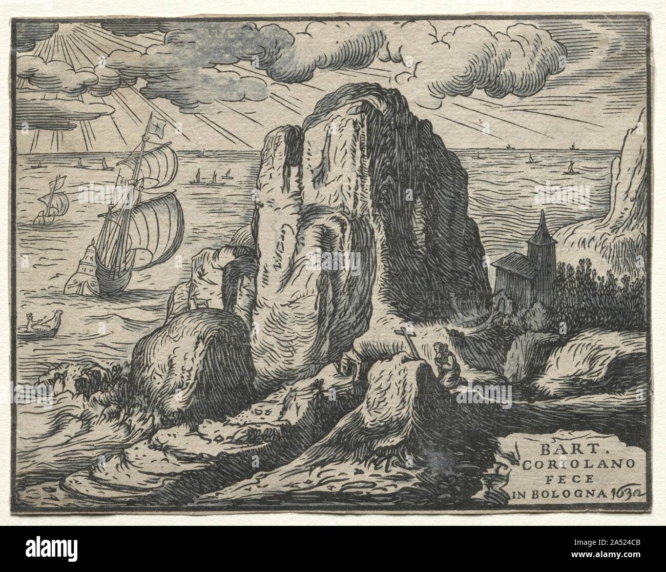 Set of 4 Landscapes: No. 4 - Cliff on the Seashore Stock Photo - Alamy