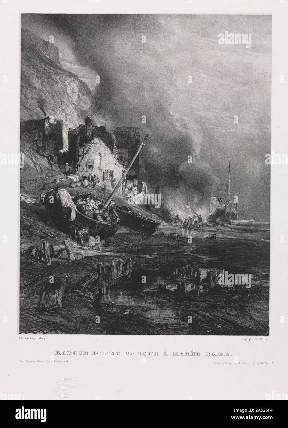 Six Marines: Refitting of a Boat at Low Tide , 1833 Stock Photo - Alamy