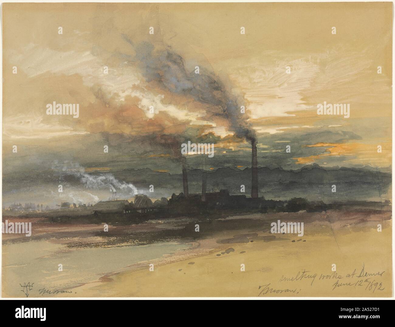 Smelting Works at Denver, 1892. Thomas Moran became famous for applying ...