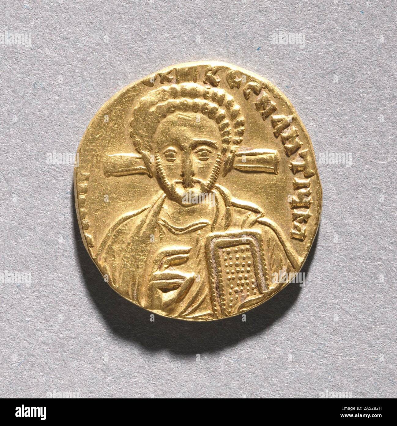 Solidus with Justinian II Rhinometus and His Son Tiberius (obverse ...