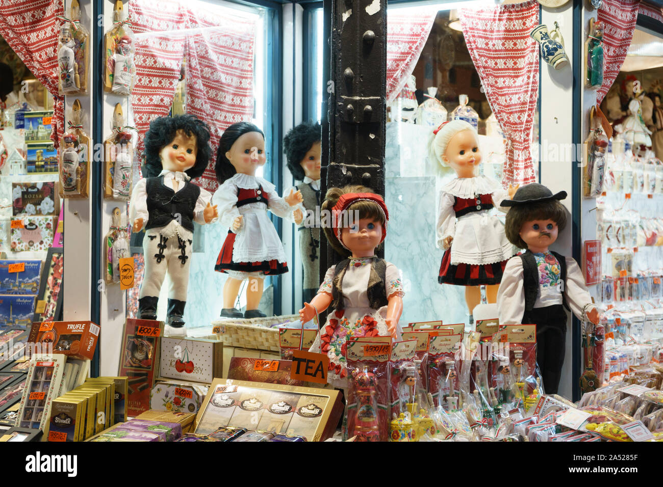 Budapest, Hungary - Oct 14, 2019: Traditional Hungarian souvenir dolls ...