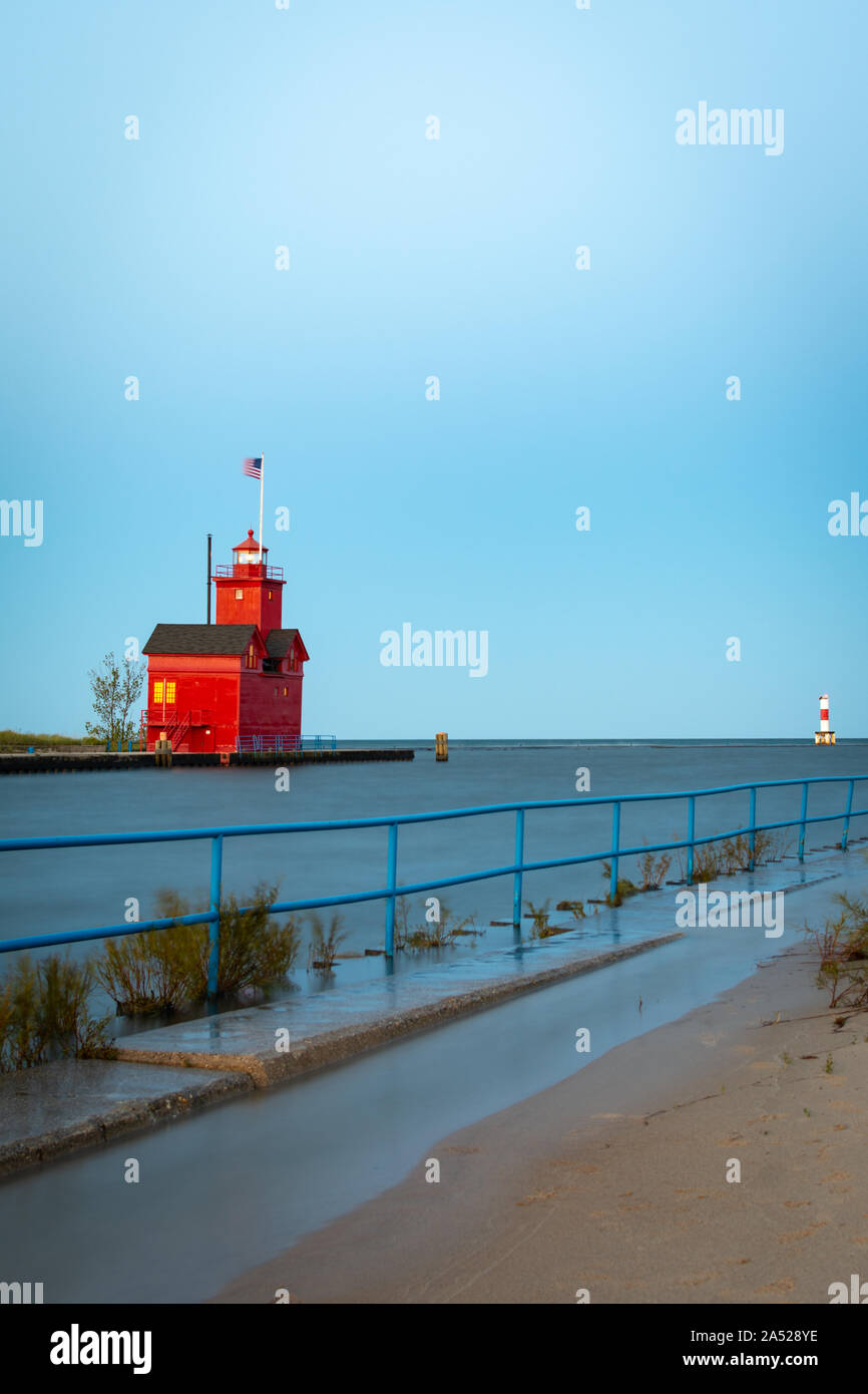 Big Red Lighthouse as the sun rises on a beautiful Autumn morning ...