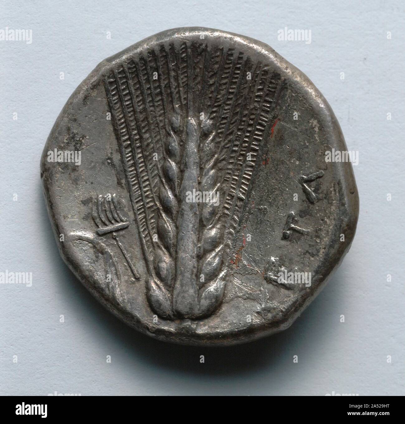 Stater: Corn, Rake, and Leaf (reverse), 330-300 BC Stock Photo - Alamy
