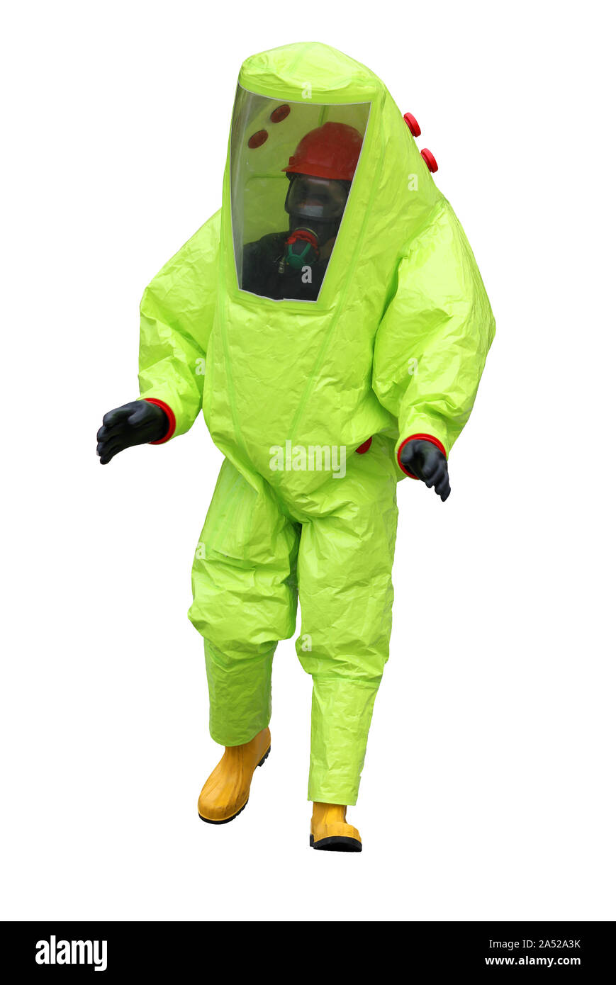 worker with protective suit on white background Stock Photo - Alamy