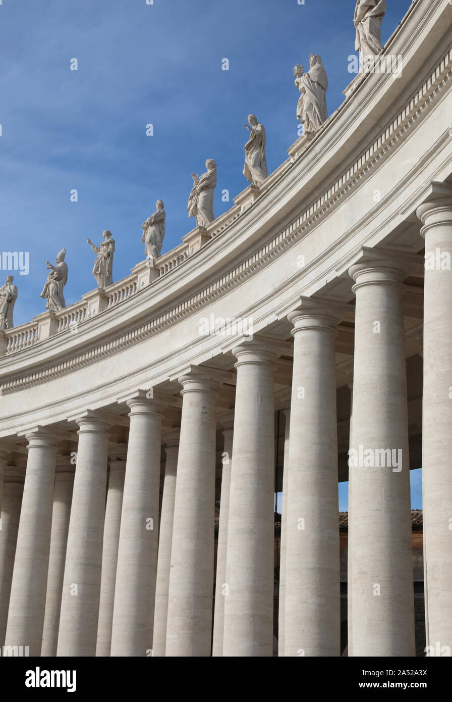 Detail of Colonnade of Bernini Architect in Saint Peter Square Vatican ...