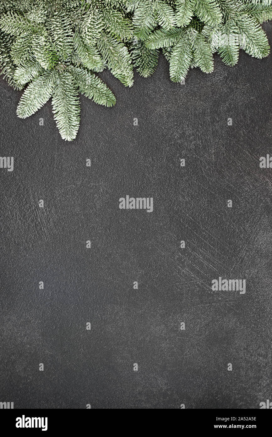 Christmas and winter background border with snow covered spruce fir on ...