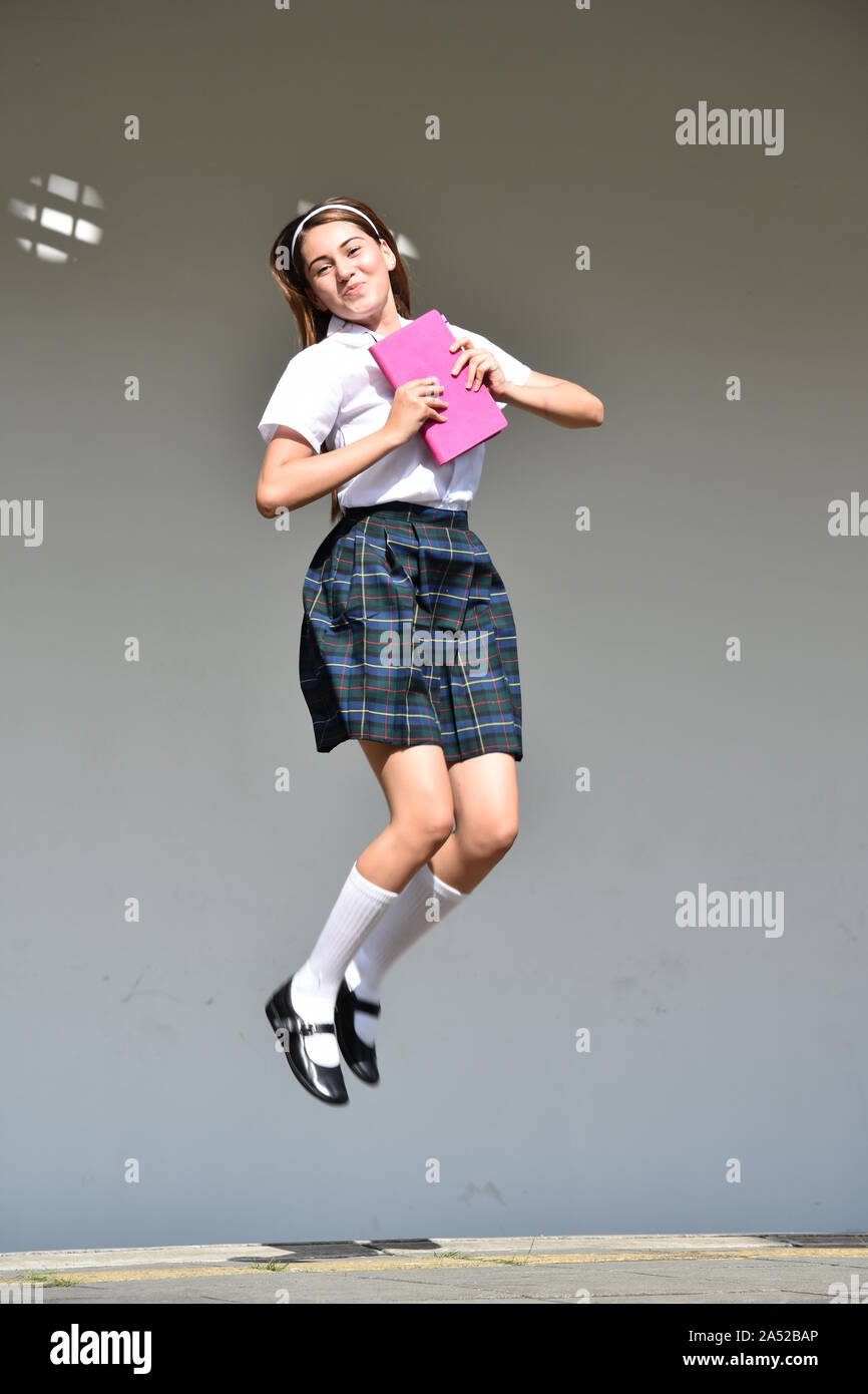 Female Student Teenager Jumping Stock Photo - Alamy