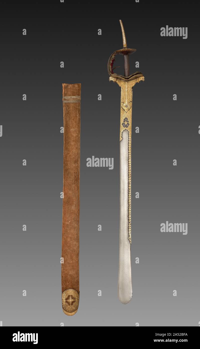 Sword with scabbard, 1700s-1800s. Straight swords were typical of those ...