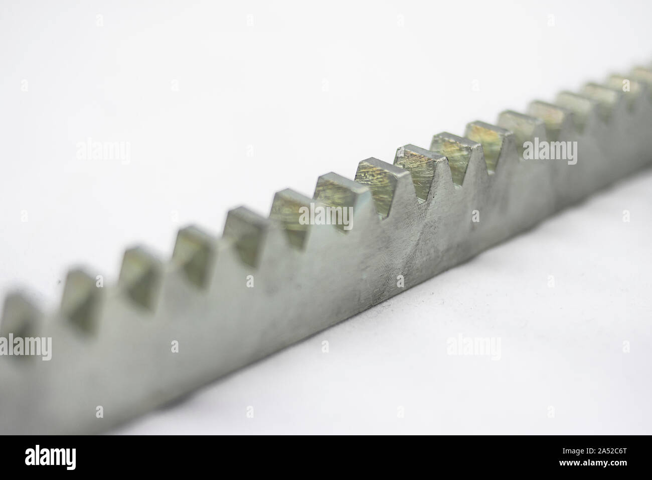 Close-up of the teeth of a steel rack to engage an electric motor Stock ...