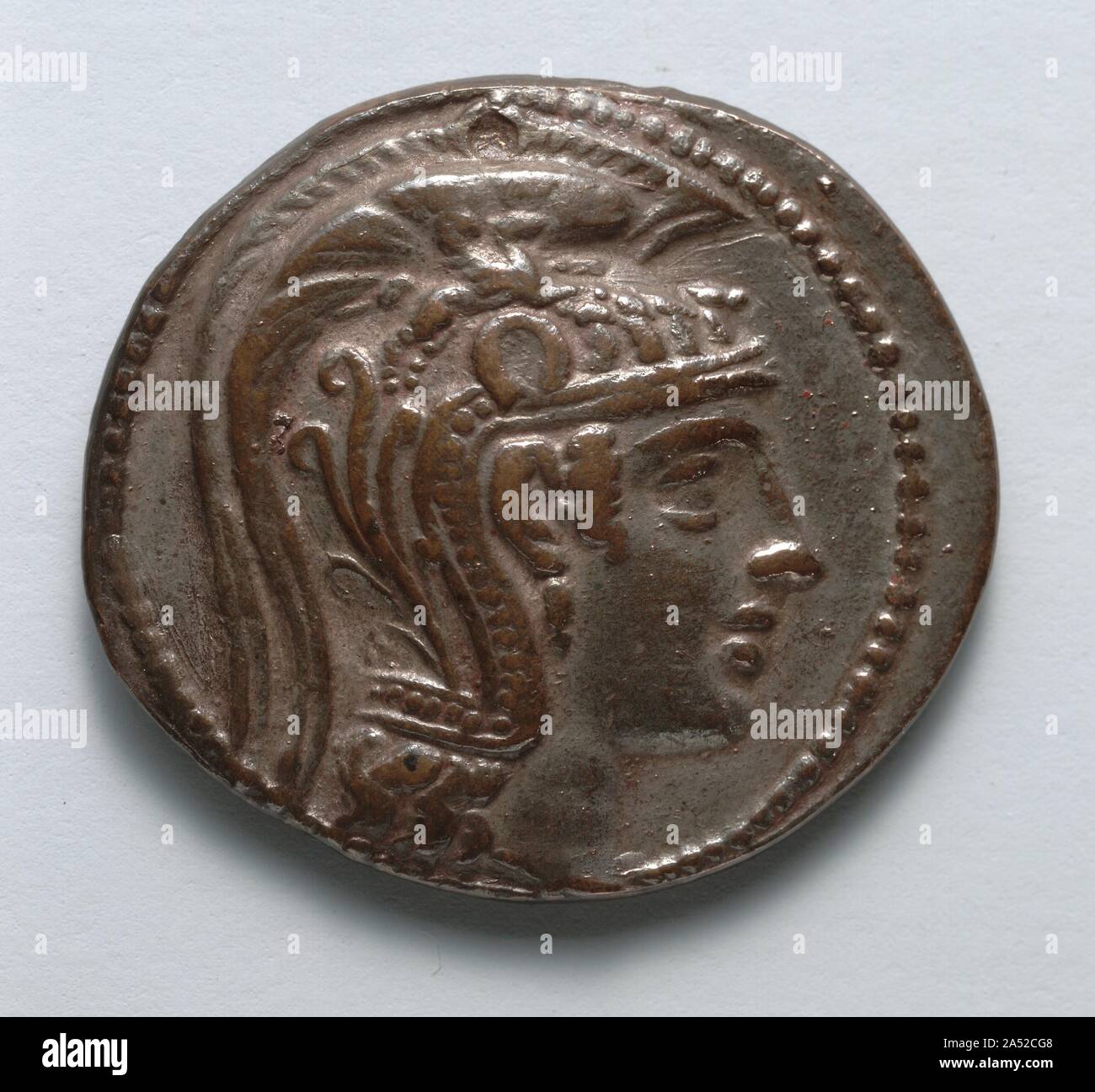 Tetradrachm: Head of Athena Parthenos (obverse), 150-100 BC Stock Photo ...