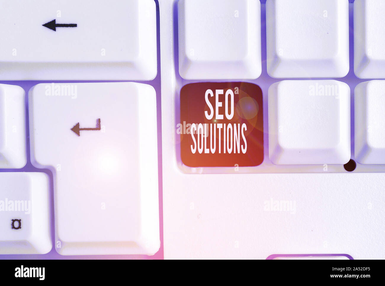 Writing note showing Seo Solutions. Business concept for Search Engine ...