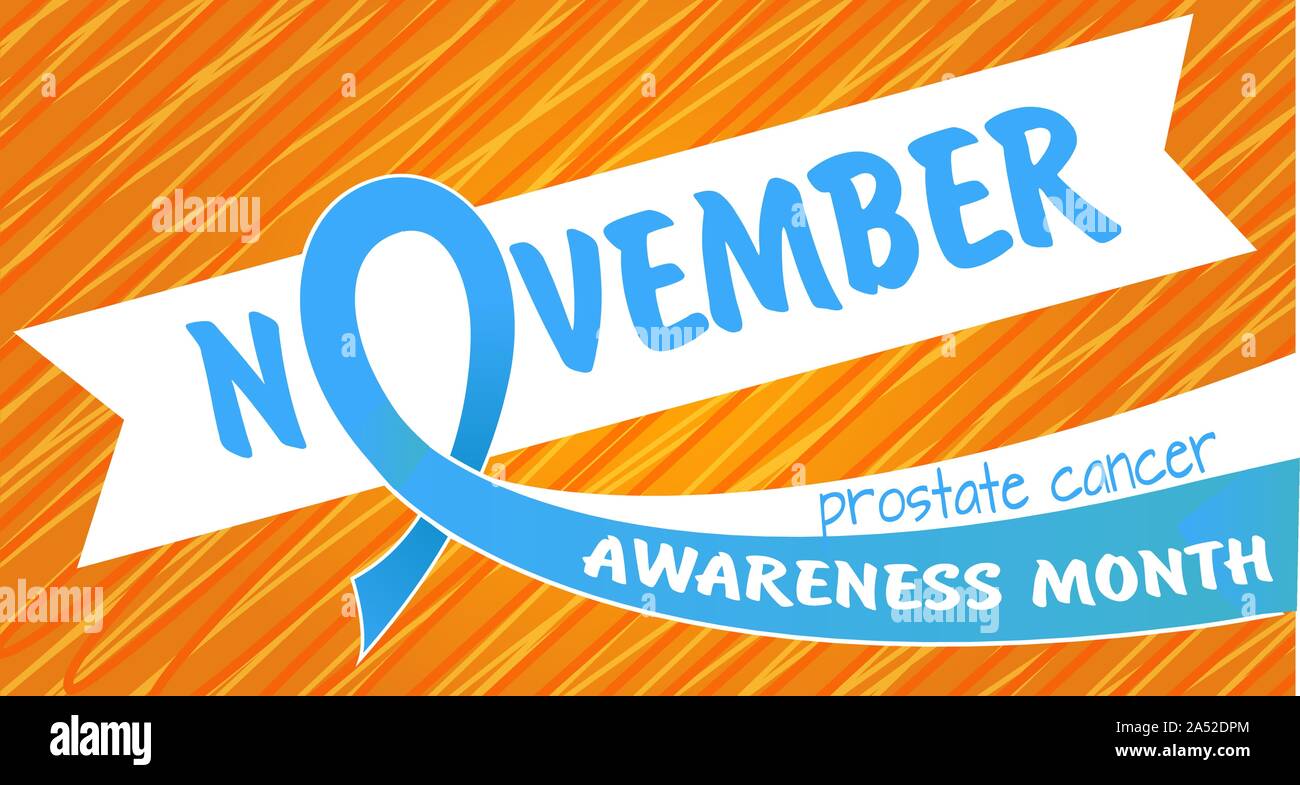 November Prostate Cancer Awareness Month in the form of a blue ribbon ...