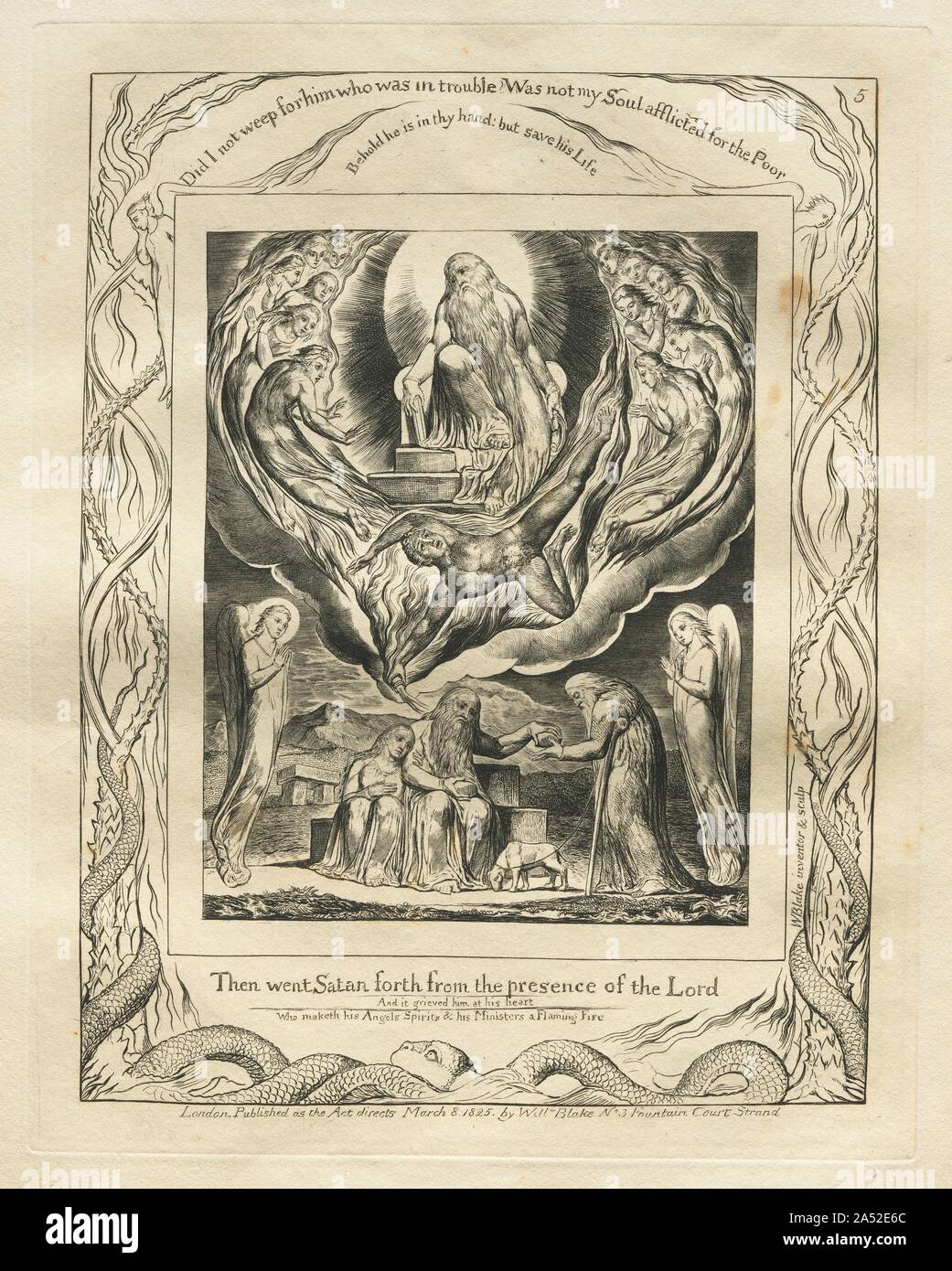 The Book of Job: Pl. 5, Then went Satan forth from the presence of the ...