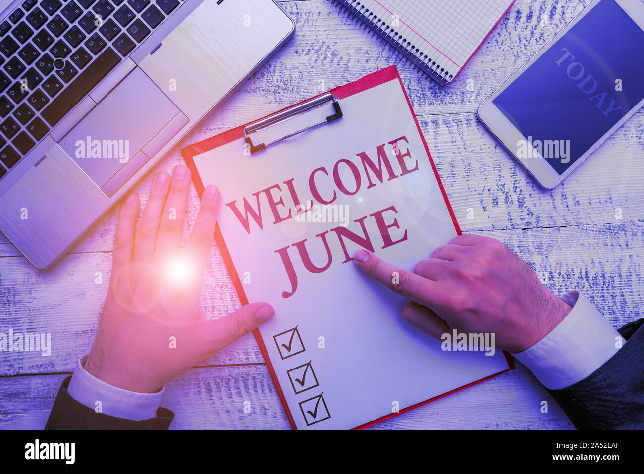 Handwriting text Welcome June. Conceptual photo Calendar Sixth Month ...