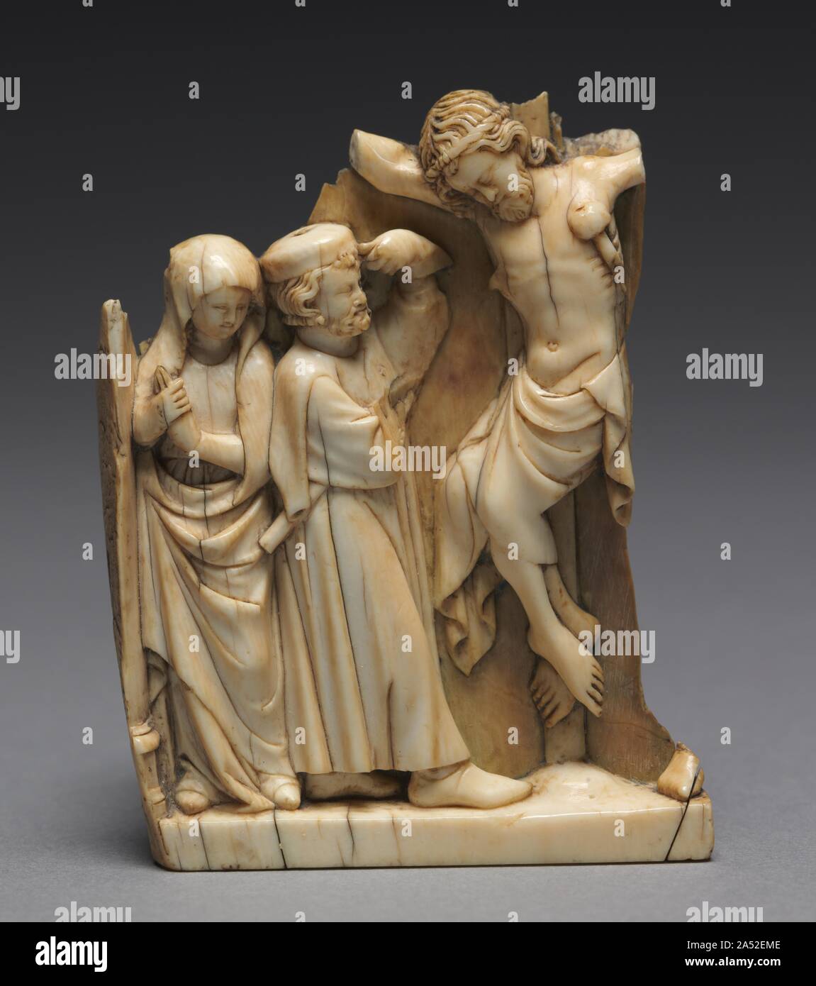 The Crucifixion, c. 1290-1320. Flanking the crucified Christ, the figures of Longinus and the ...