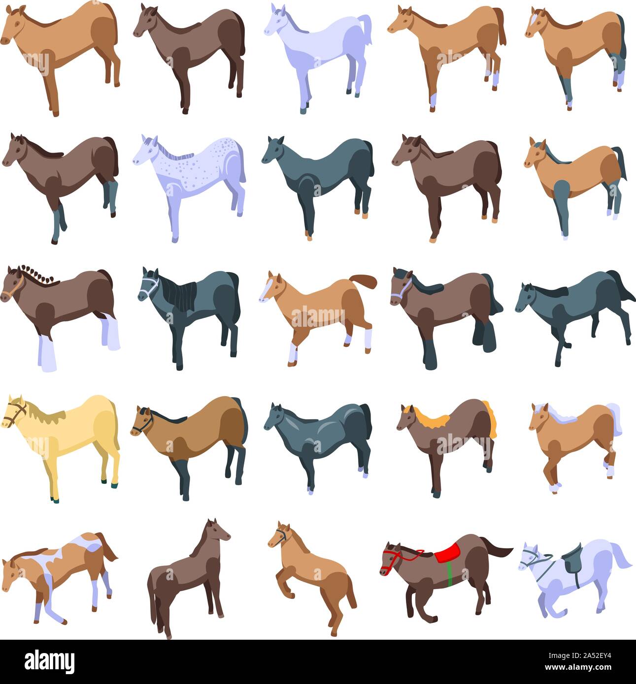 Horse icons set, isometric style Stock Vector Image & Art - Alamy