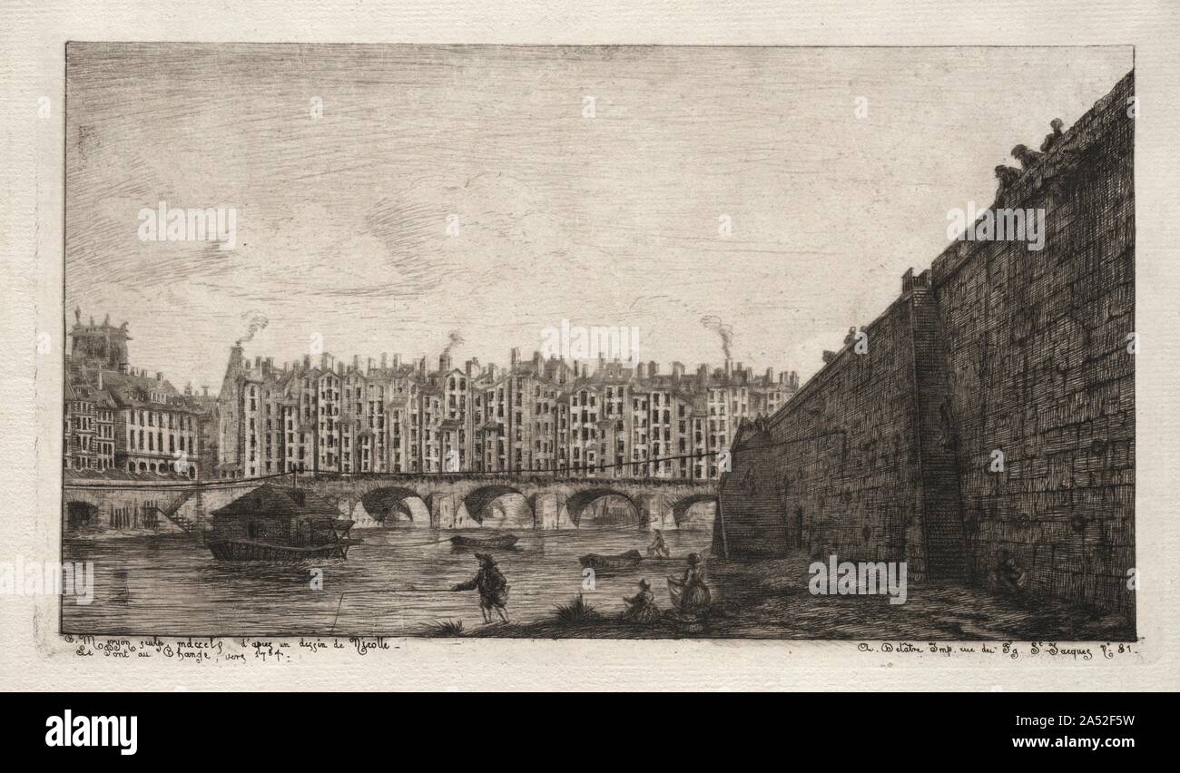 The Exchange Bridge, Paris, about 1784, 1855 Stock Photo - Alamy