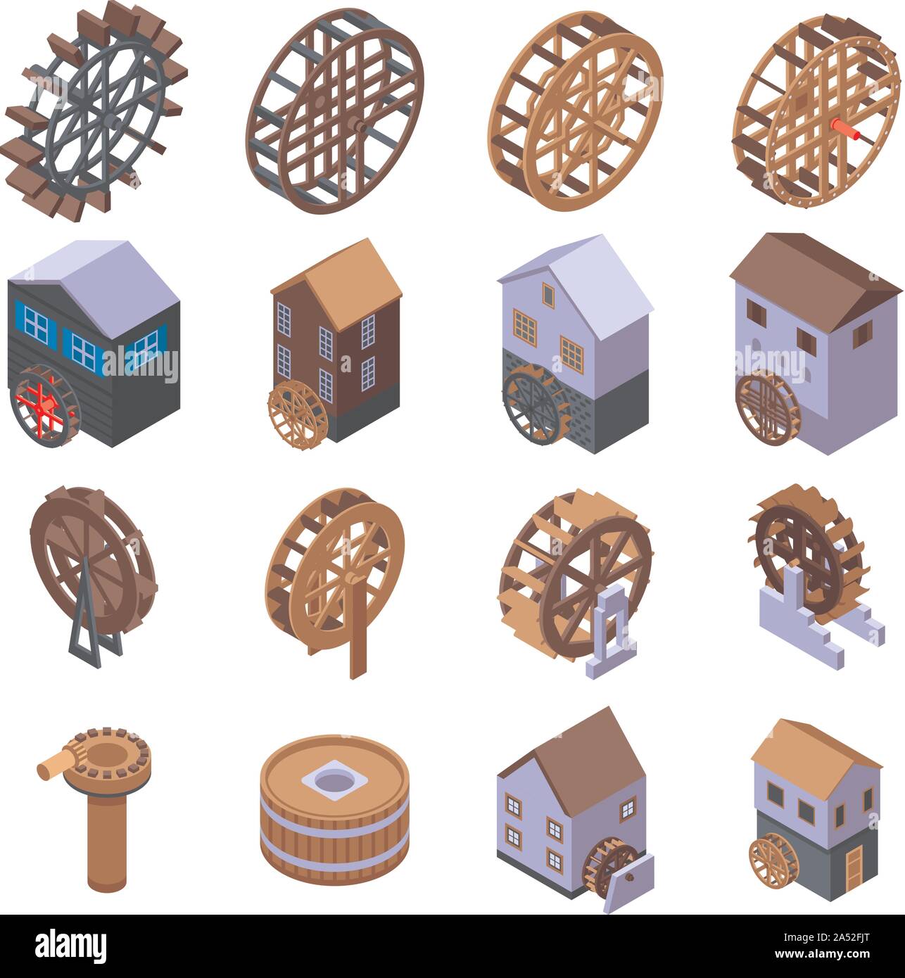 Ancient wooden wheel water Cut Out Stock Images & Pictures - Alamy