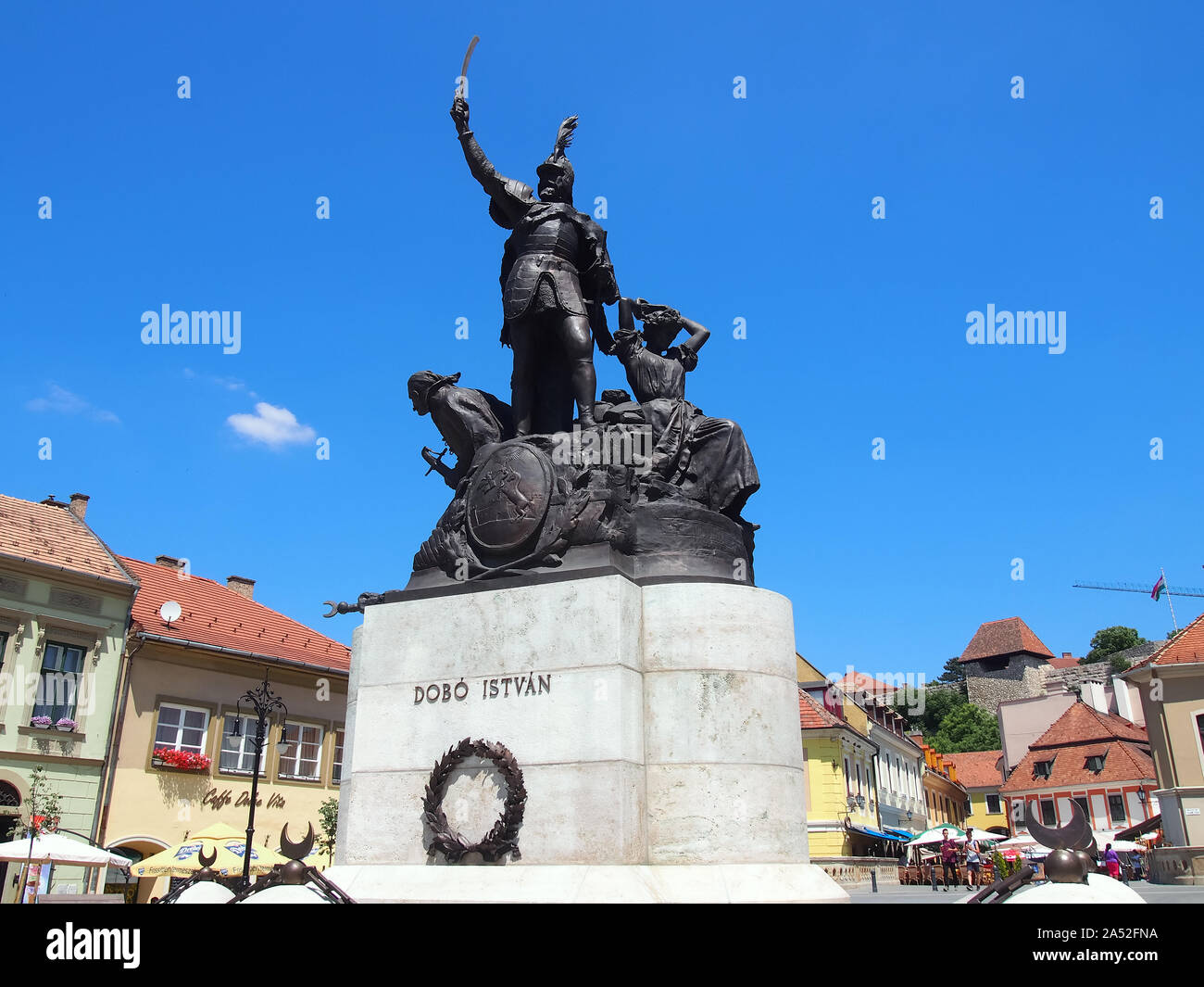 Statue of István Dobó, István Dobó Square, Eger, Hungary, Magyarország ...