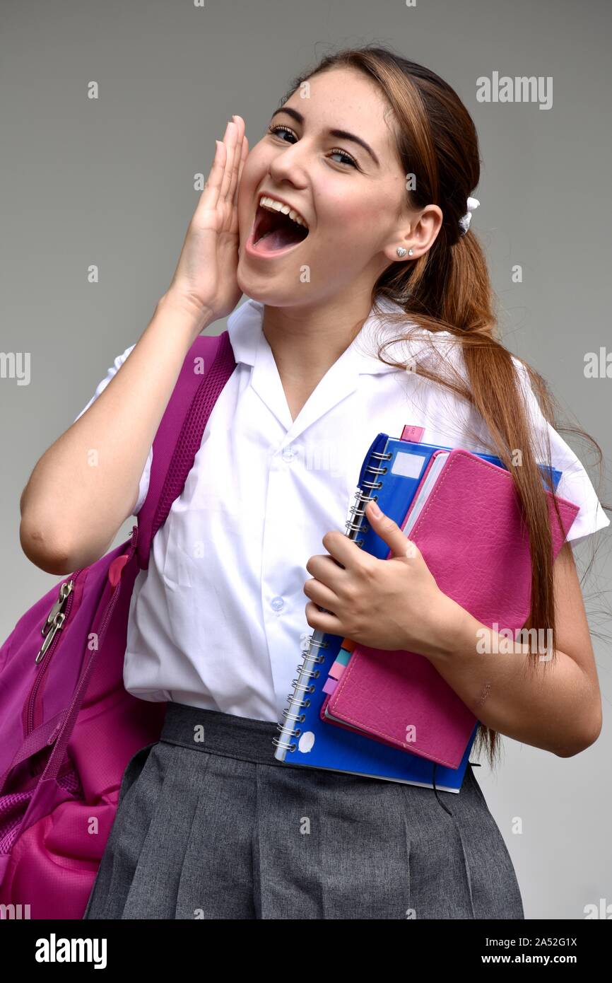 Colombian Girl Student Talking Wearing Uniform Stock Photo - Alamy