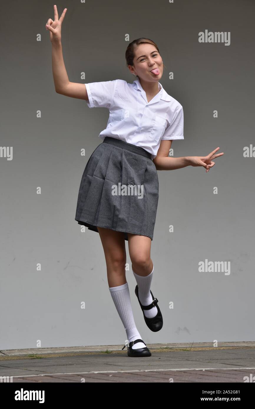 Teenager Girl Having Fun Standing Stock Photo - Alamy