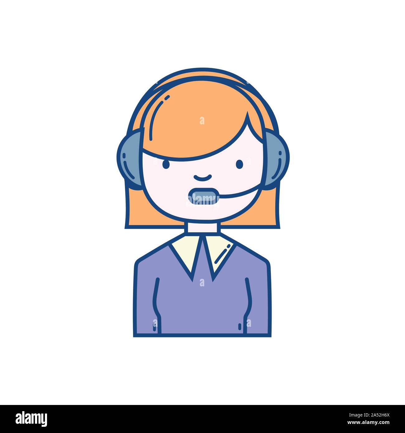 female operator with headset aviation airport vector illustration Stock ...