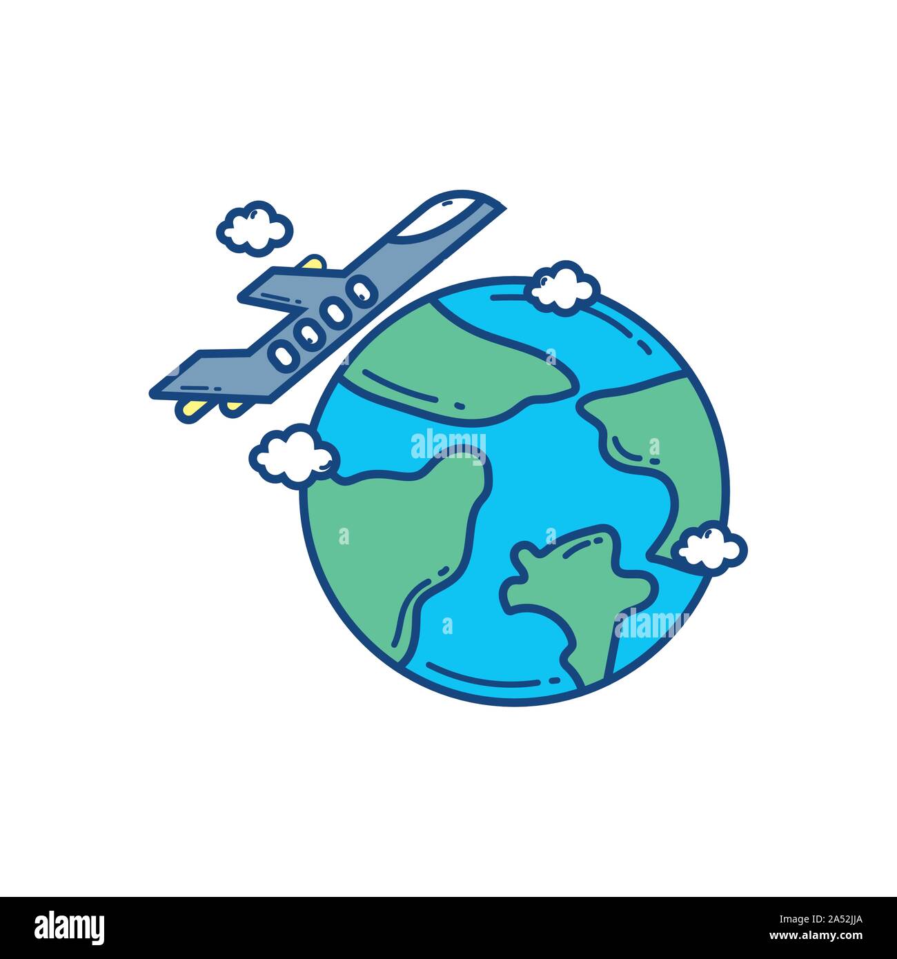 Cartoon Airplane And Globe