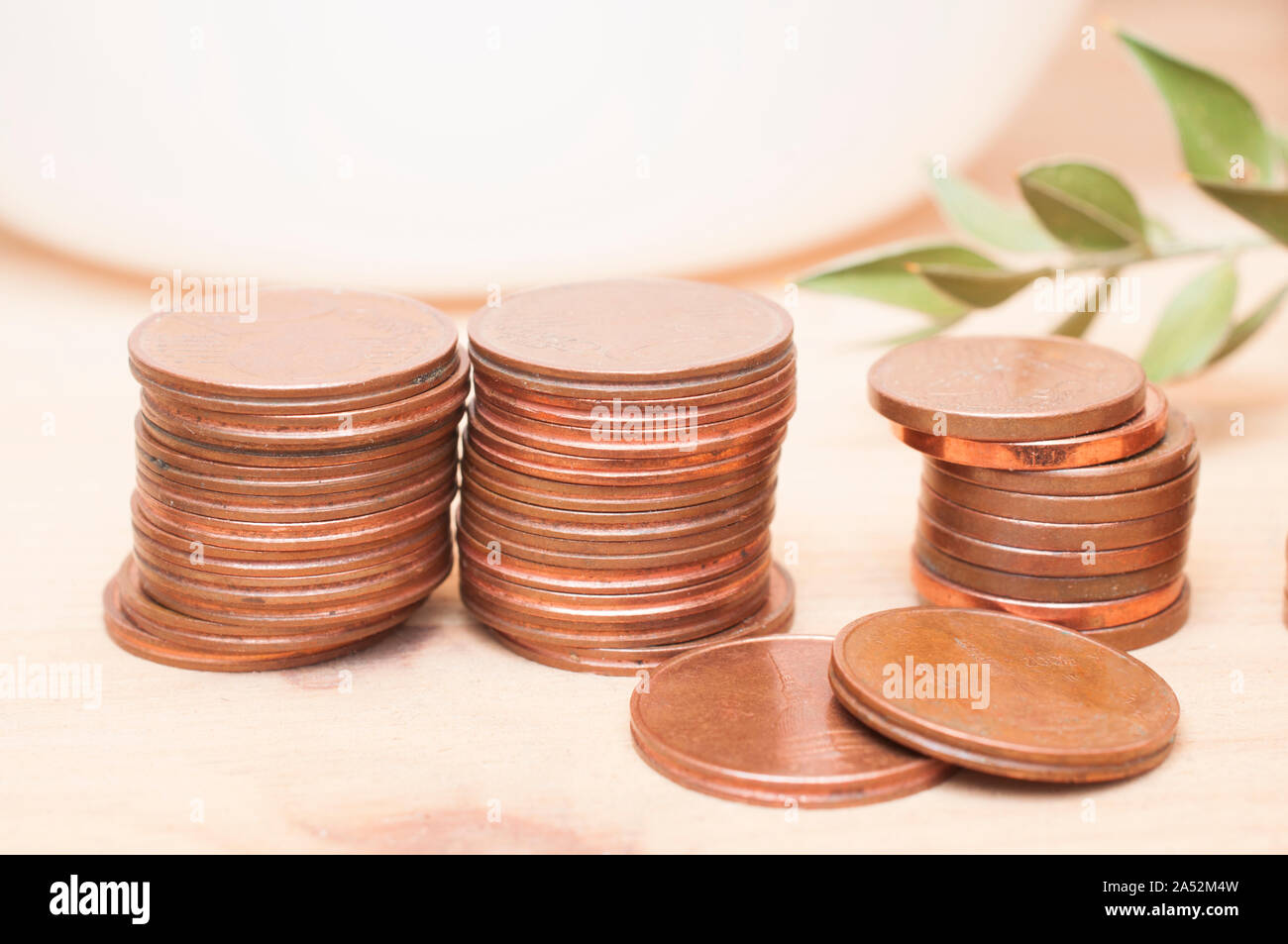 Stacks of copper euro cents Stock Photo - Alamy