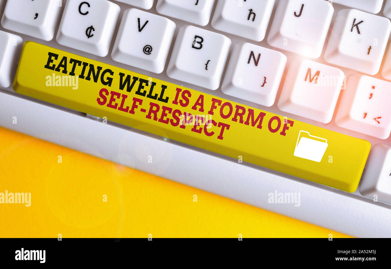 Text sign showing Eating Well Is A Form Of Self Respect. Business photo ...