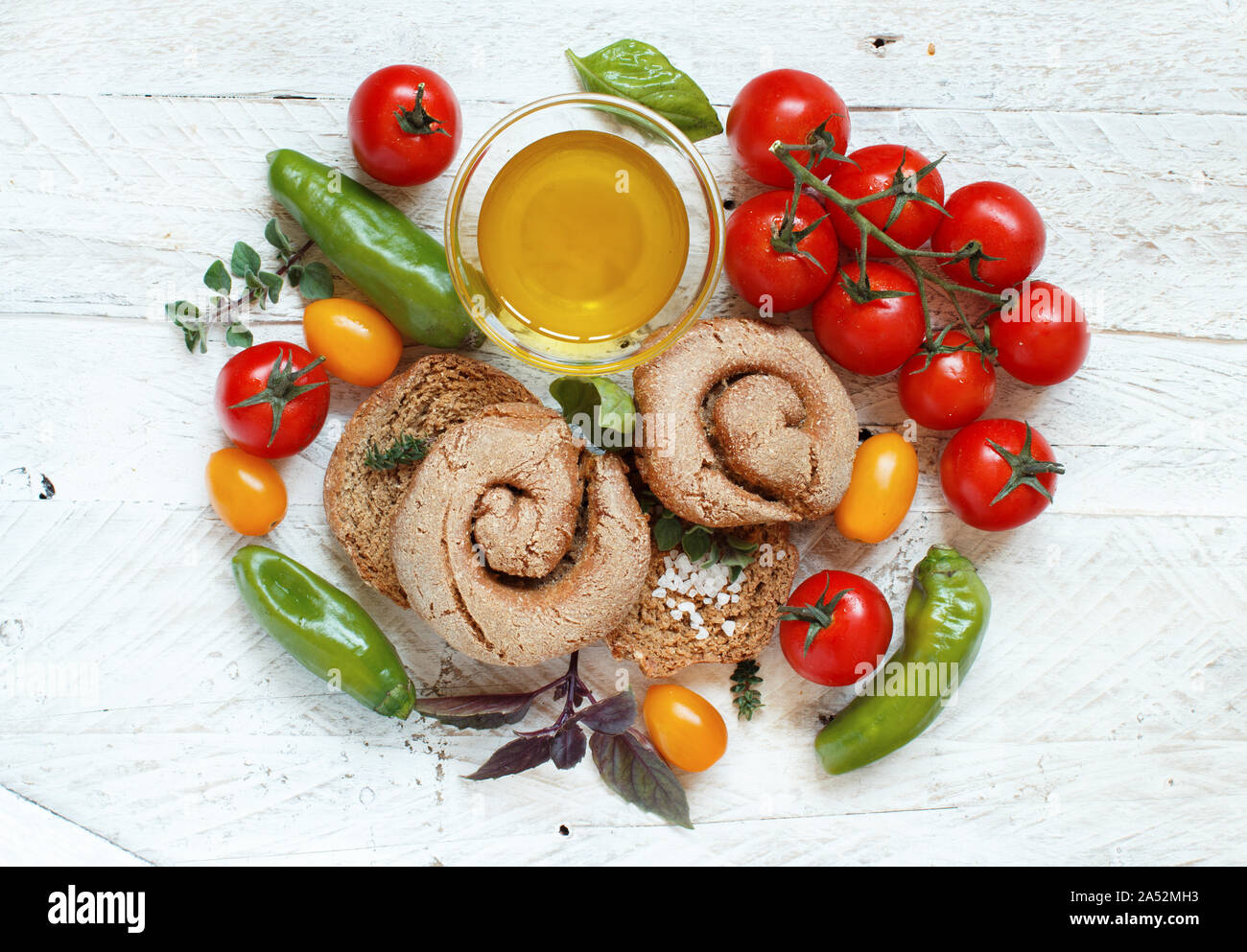 Frisella, typical south italian bread with vegetabes Stock Photo - Alamy