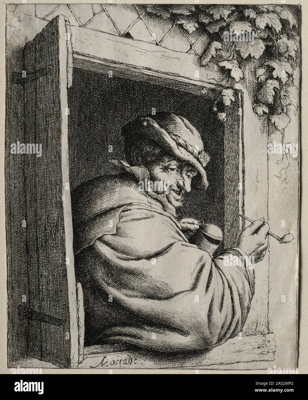 The Smoker at the Window Stock Photo - Alamy