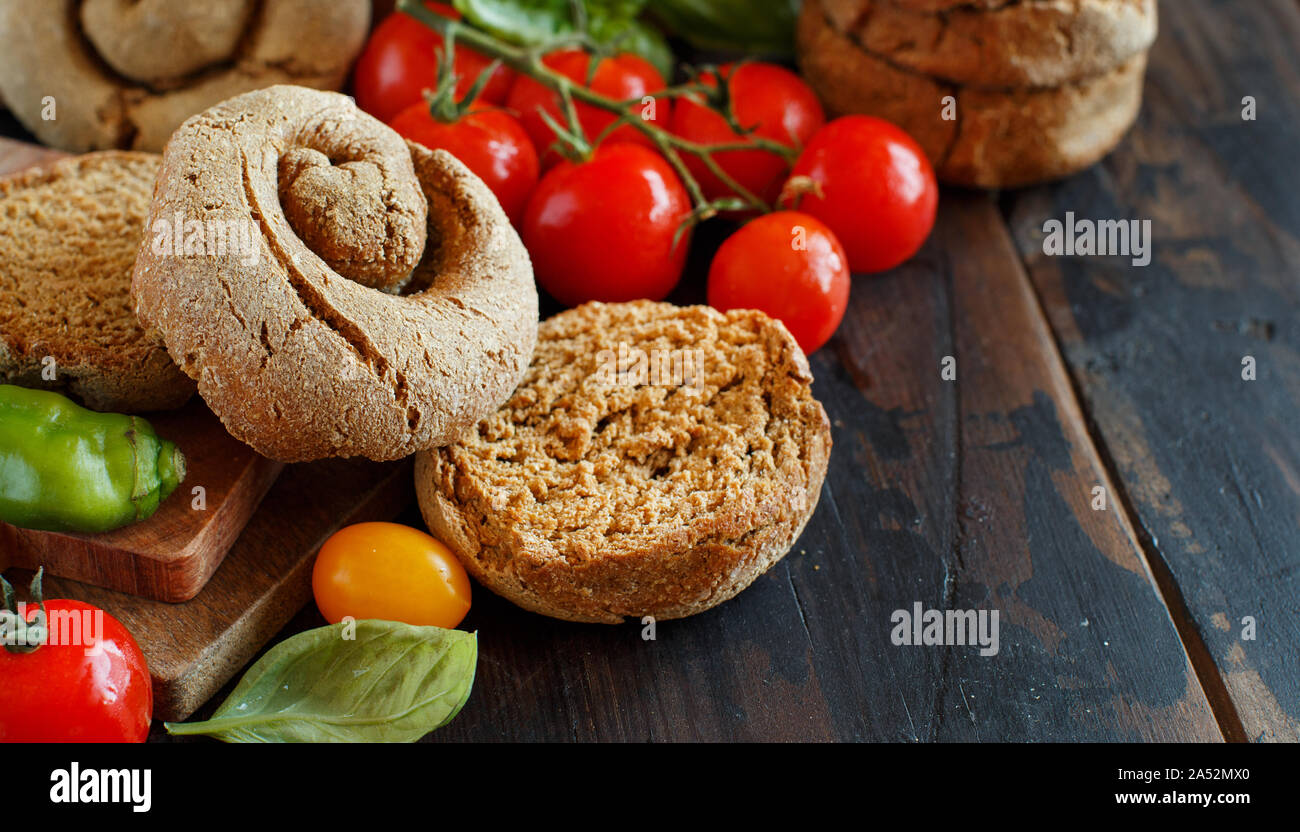 Frisella, typical south italian bread with vegetabes Stock Photo - Alamy