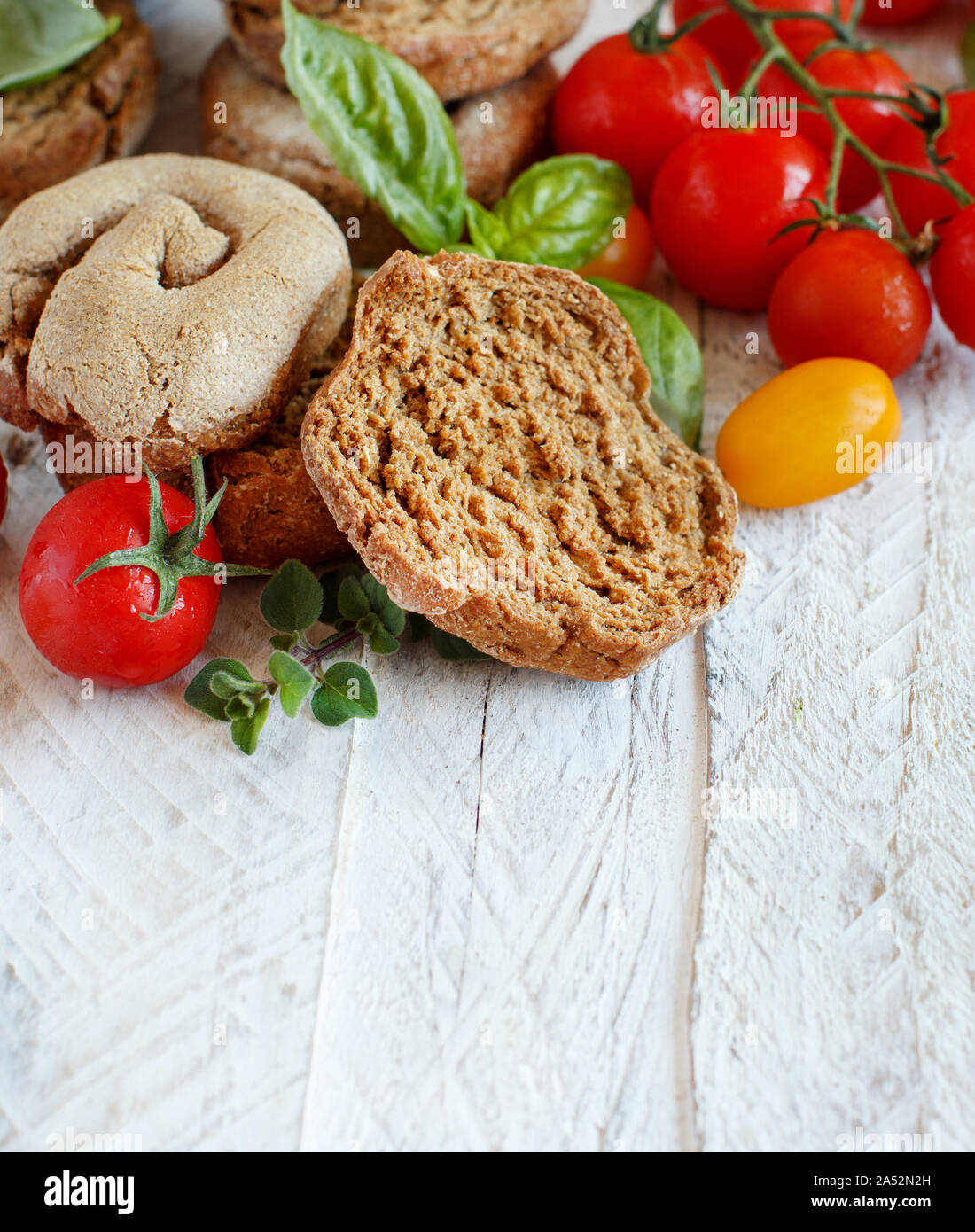 Frisella, typical south italian bread with vegetabes Stock Photo - Alamy