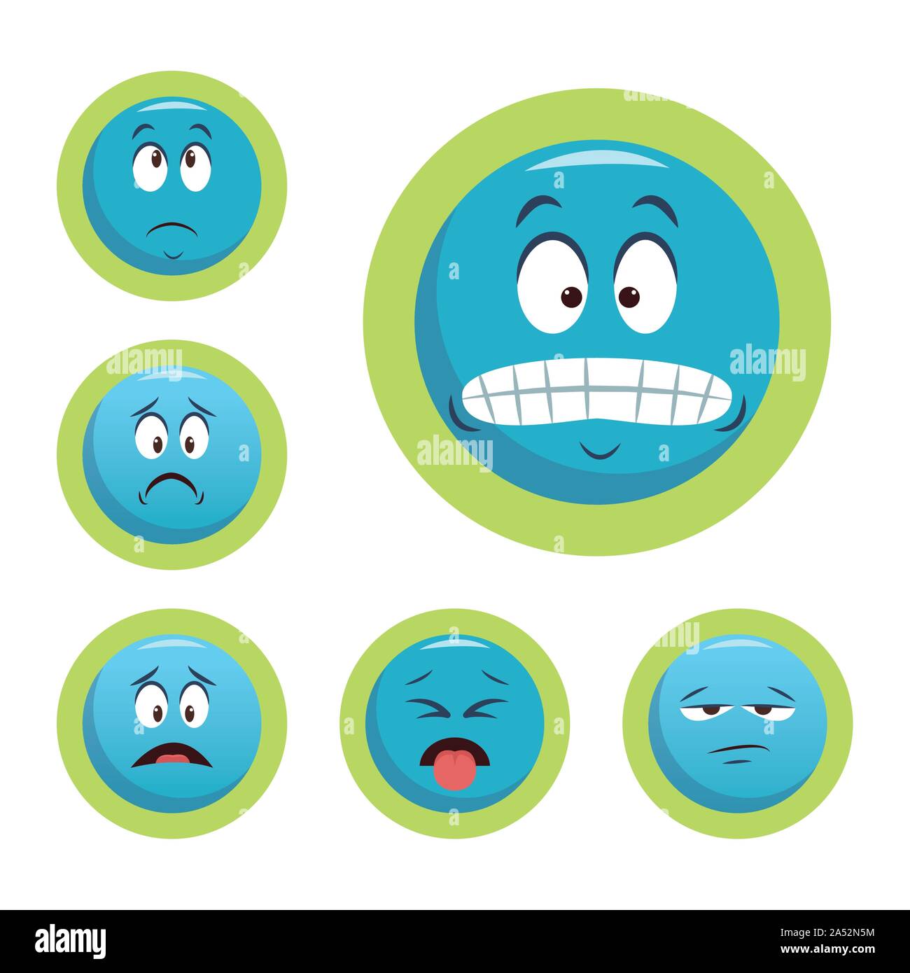 Set of chat emojis with facial expressions, colorful design Stock ...