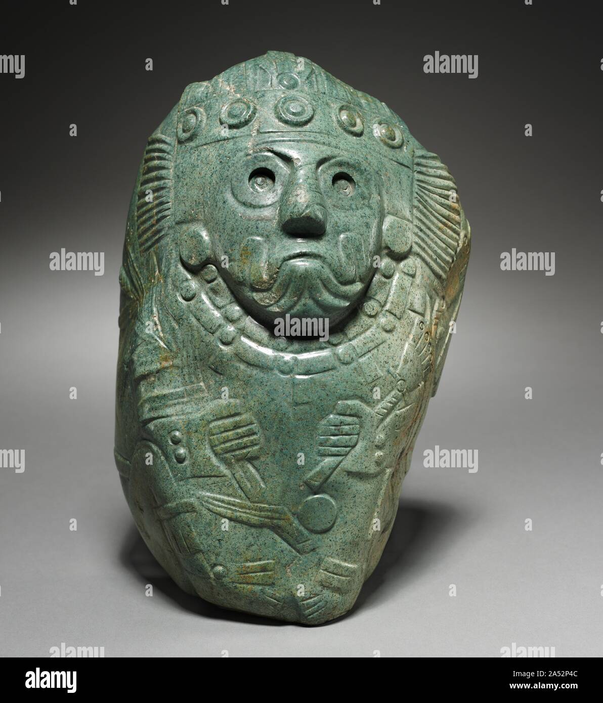 Tlaloc, c. 1200-1519. A natural cobble of greenstone has been smoothed ...