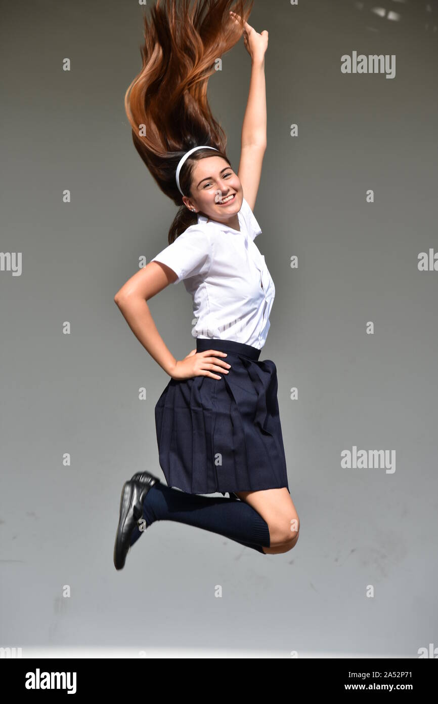 Happy Excited Girl Jumping Stock Photo - Alamy
