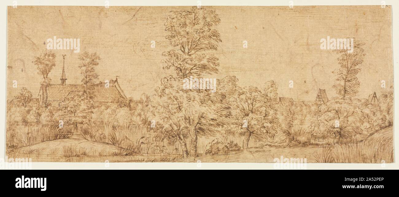Trees before a Village, third quarter 17th century Stock Photo - Alamy