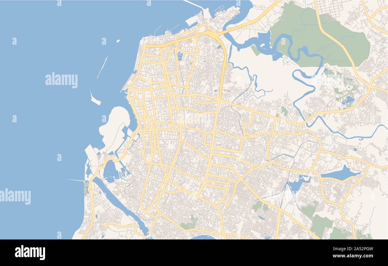 Printable street map of Makassar, Province South Sulawesi, Indonesia. Map template for business ...