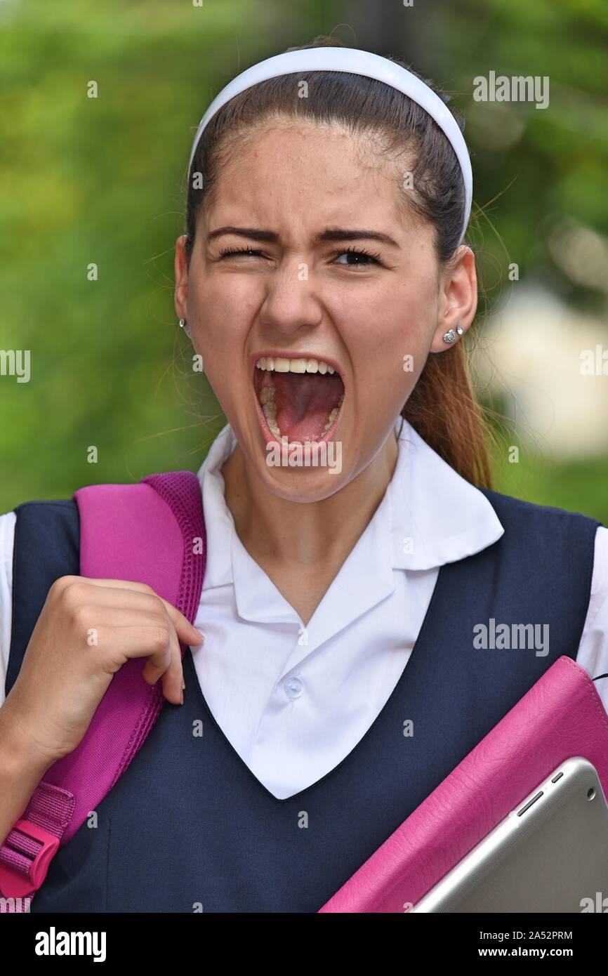 Girl Student Yelling Stock Photo - Alamy