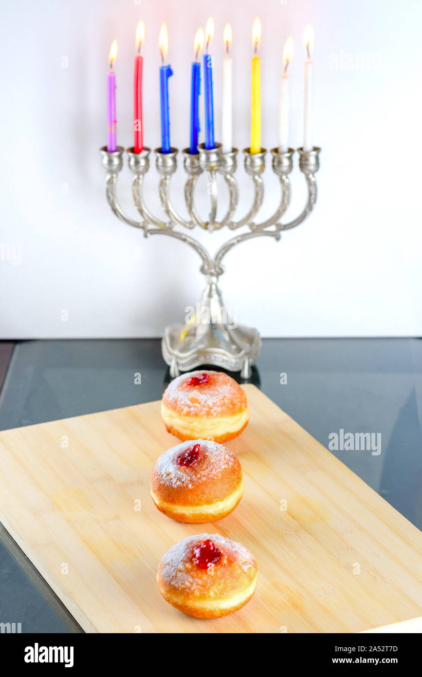 Image of jewish holiday Hanukkah background with menorah traditional ...