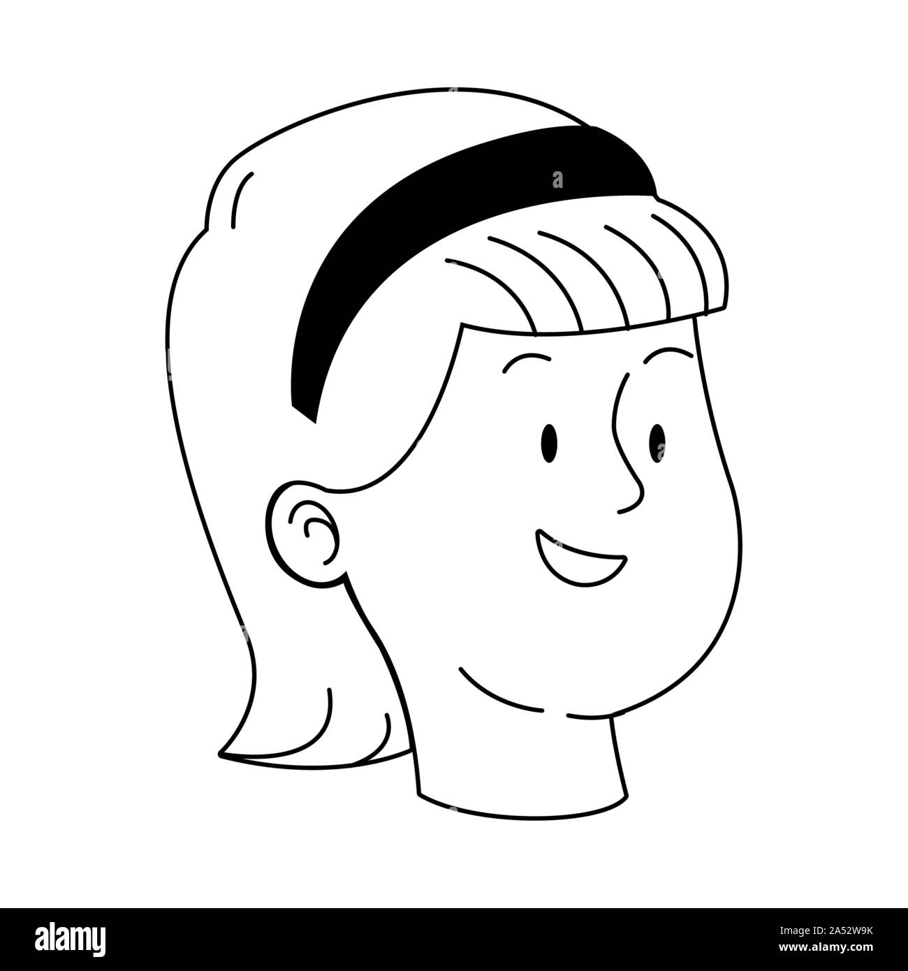 cartoon teenager girl with headband, flat design Stock Vector Image ...