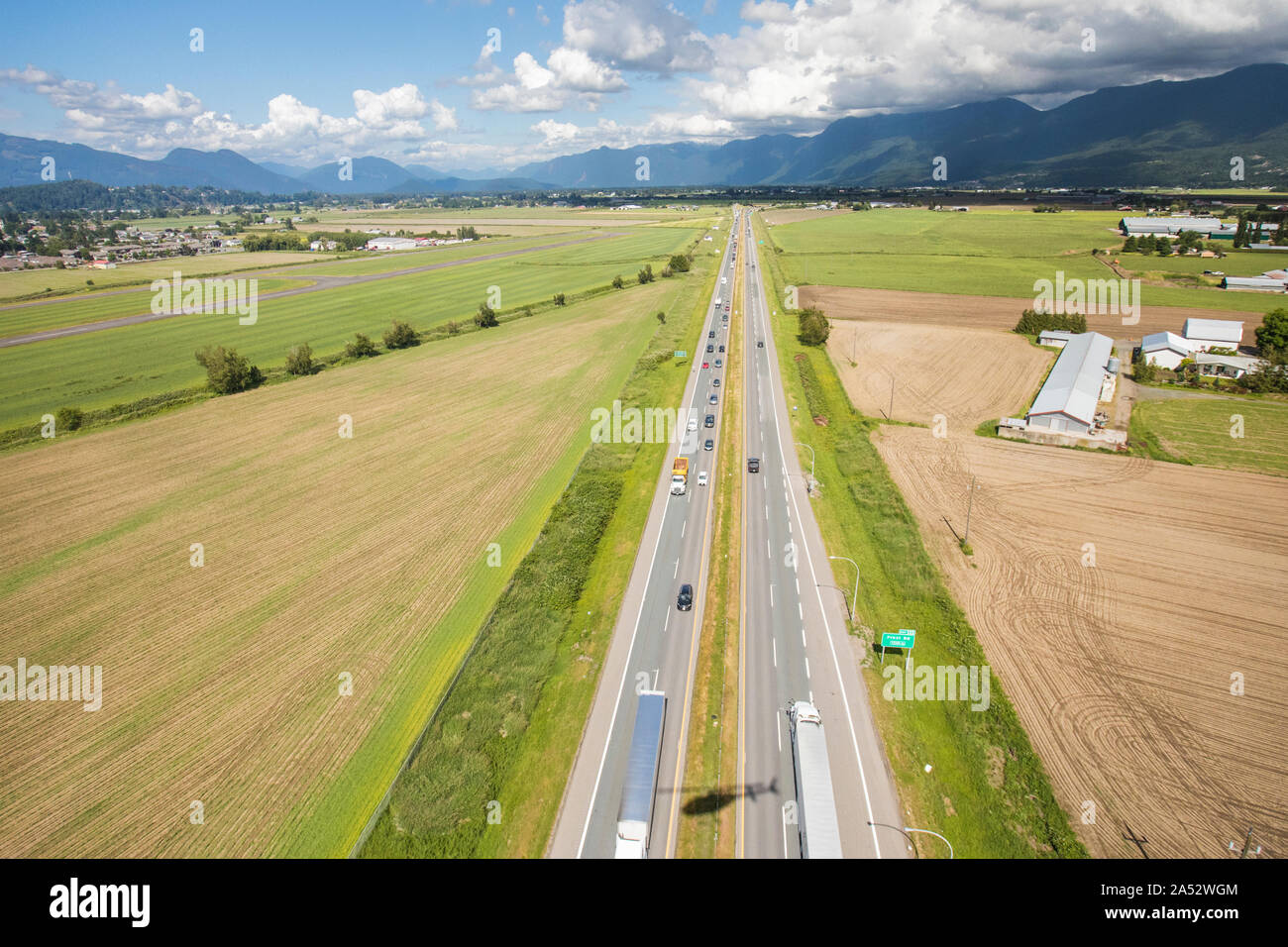 Aerial view of Trans-Canada Highway in Chilliwack, B.C., Canada Stock ...