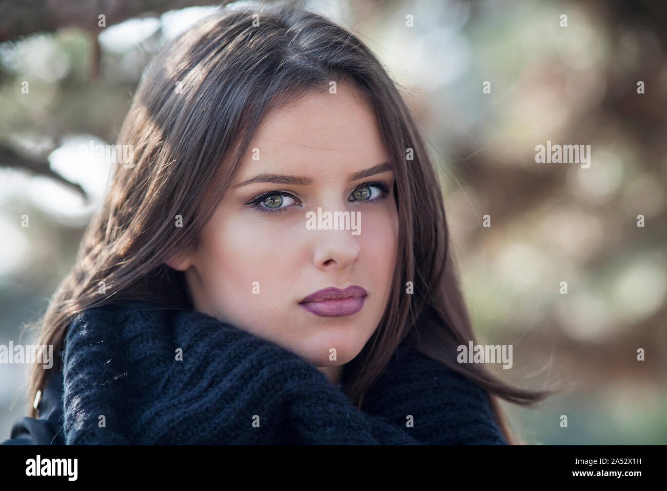 Beautiful woman with green eyes Stock Photo - Alamy