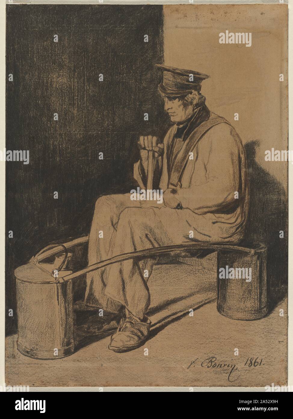 Water Carrier Seated on His Yoke, 1861 Stock Photo - Alamy