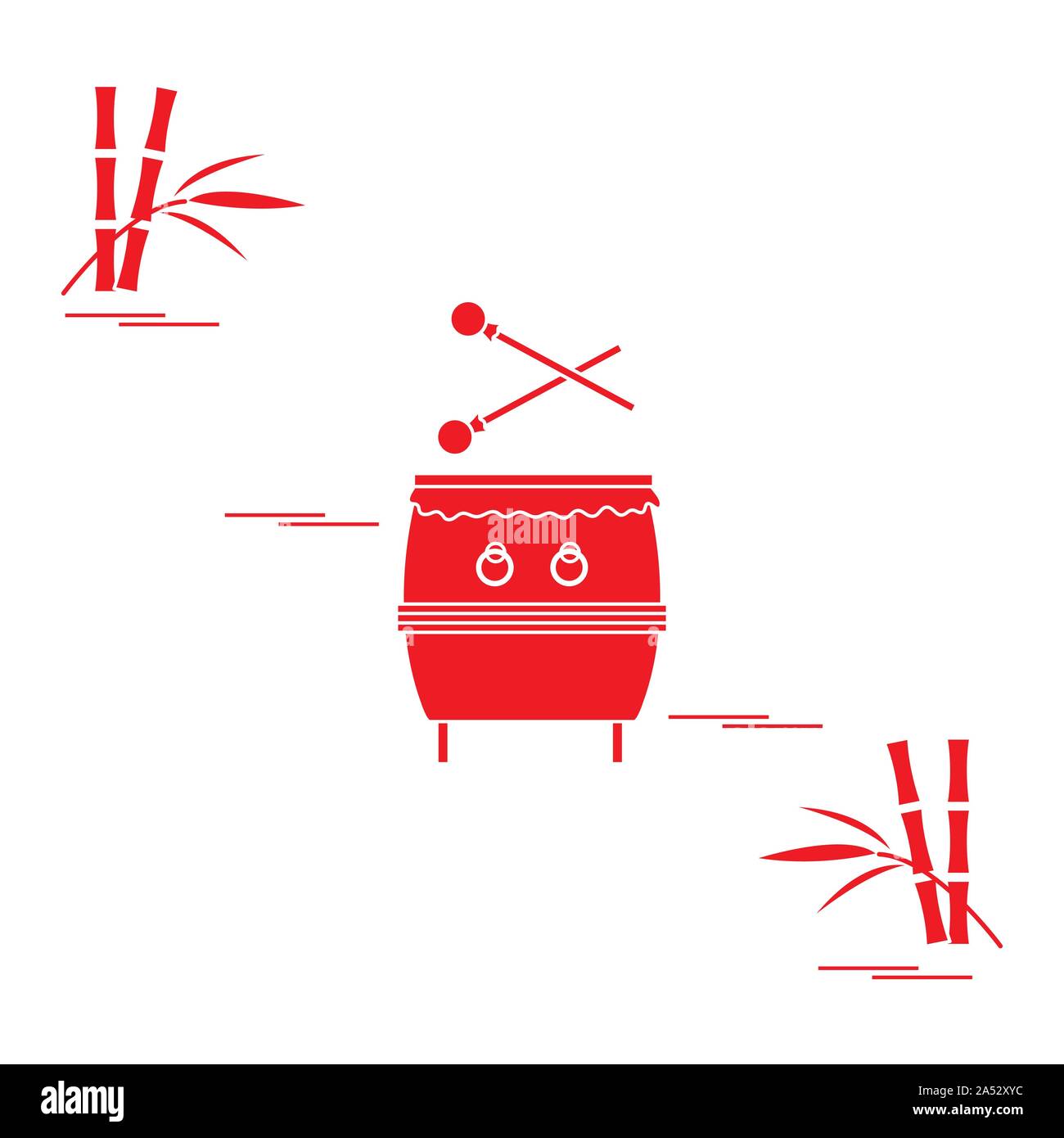 Vector illustration with bamboo, drum. Chinese folk percussion ...