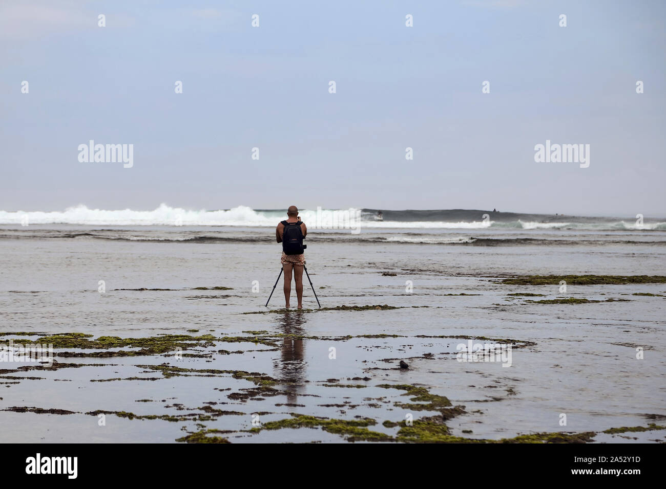 Photographer with tripod making a surfer's shooting Stock Photo - Alamy