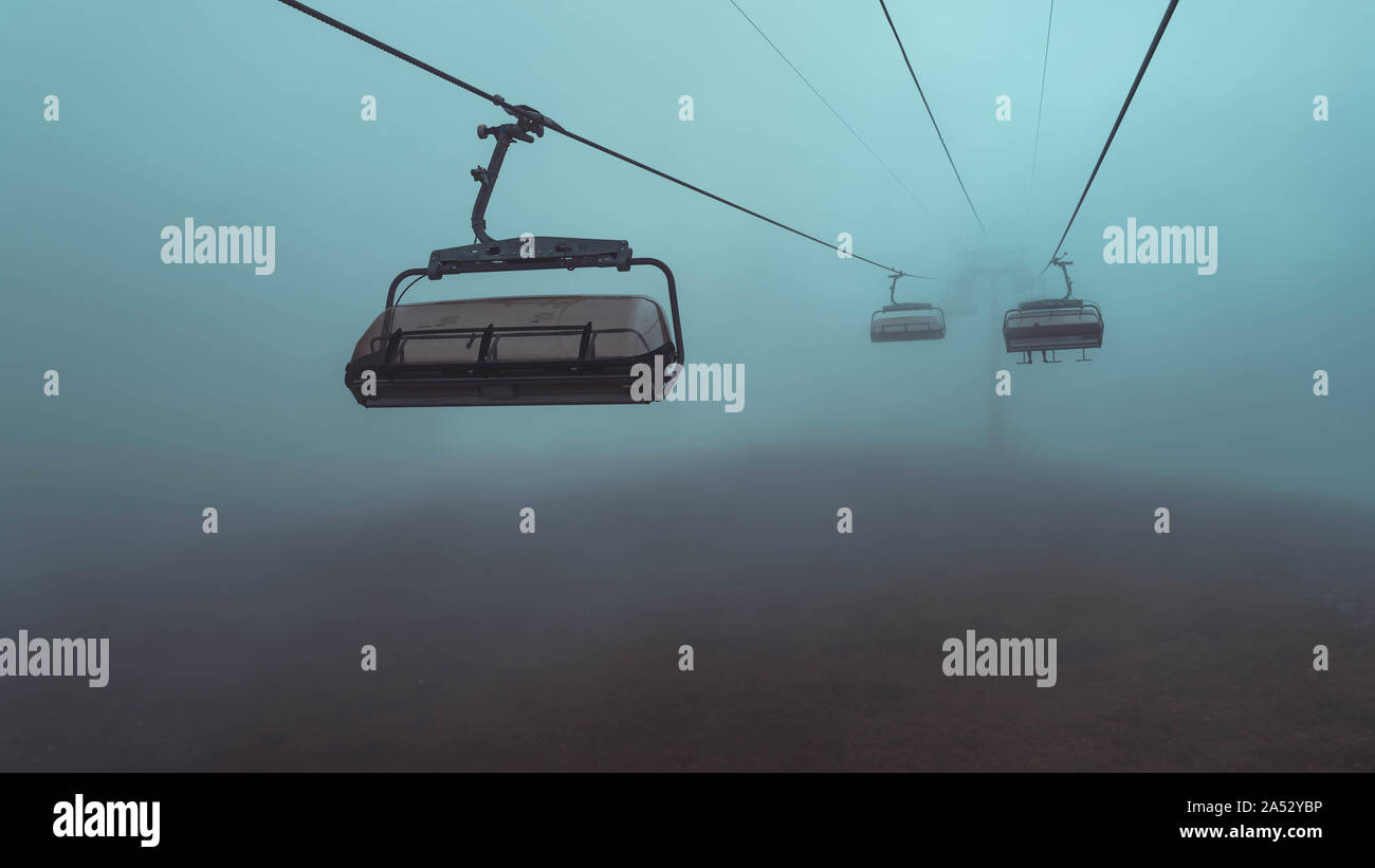 Cable car in the fog hi-res stock photography and images - Alamy
