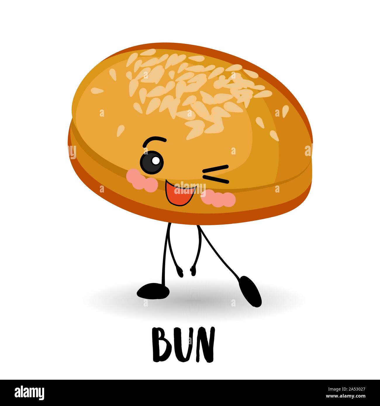 Bread character. Bun with eyes. White background. Round bread products ...